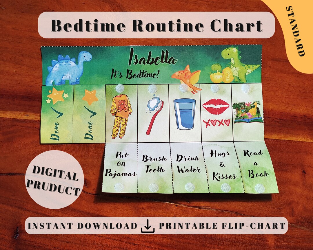 Buy Dino Bedtime Chore Chart for Kids (standard), Toddler Dinosaur ...