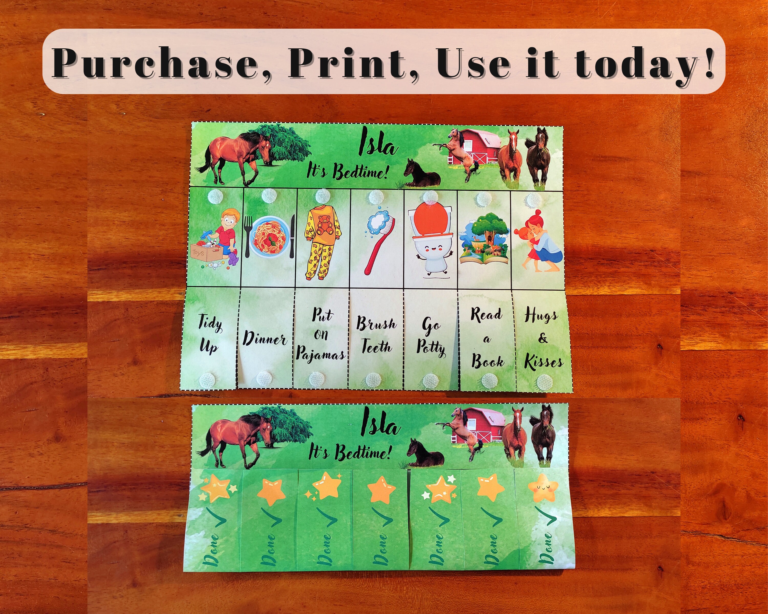 Horse Bedtime Routine Chart (tidy Up), Printable Folding / Flip Chart ...