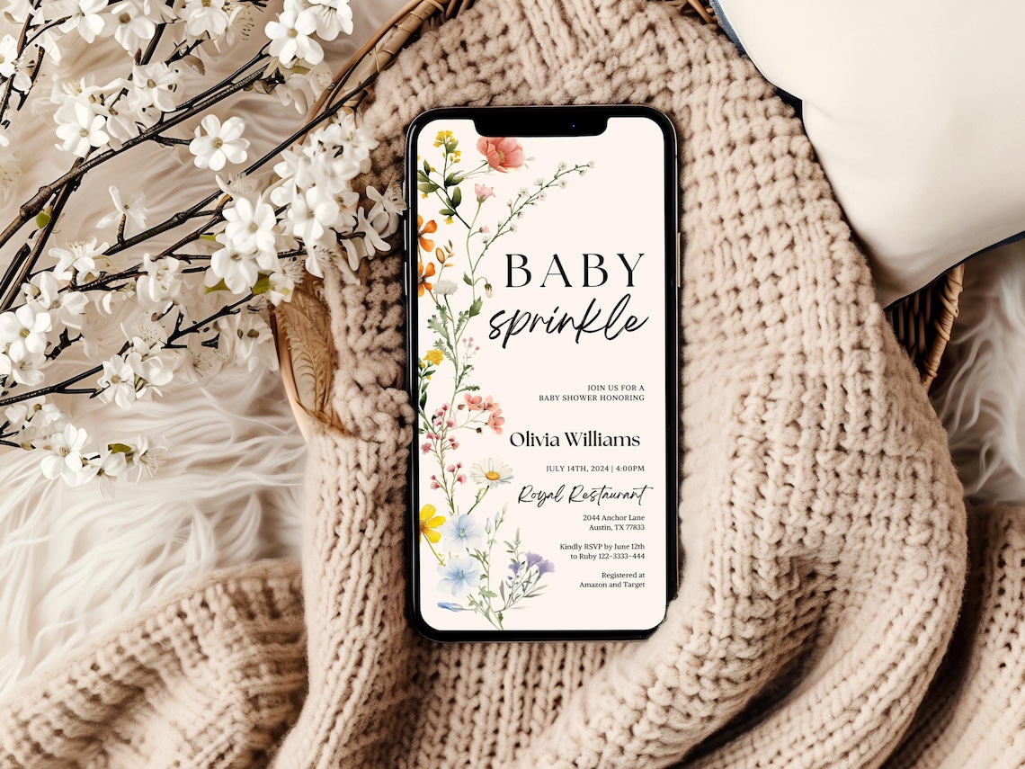 Baby Sprinkle Evite, Baby Shower Evite, Digital Baby Sprinkle ...