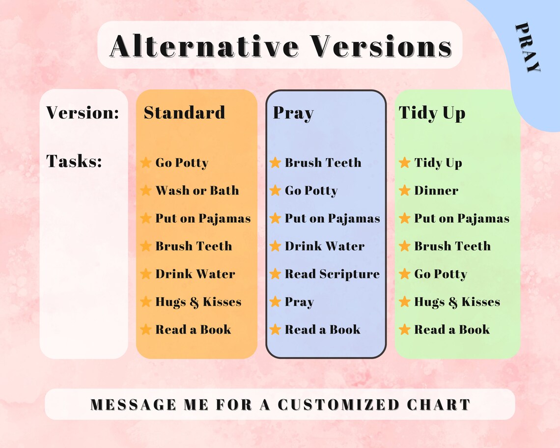 Pony Toddler Bedtime Routine Flip Chart pray, Printable Kids Routine ...