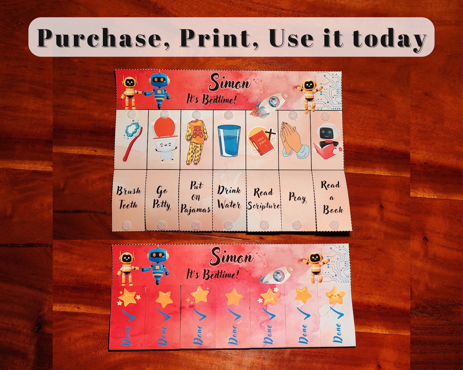 Robot Toddler Bedtime Routine Flip Chart pray Parenting - Etsy