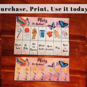 Butterfly Toddler Bedtime Routine Flip Chart (pray), Parenting Hack ...