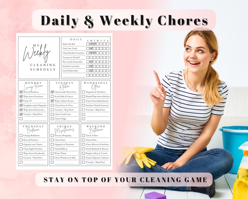 EDITABLE Cleaning Checklist, Family Chore Chart Printable, Cleaning ...