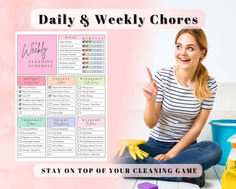 Editable Cleaning Schedule Planner, Digital Weekly Cleaning Checklist ...