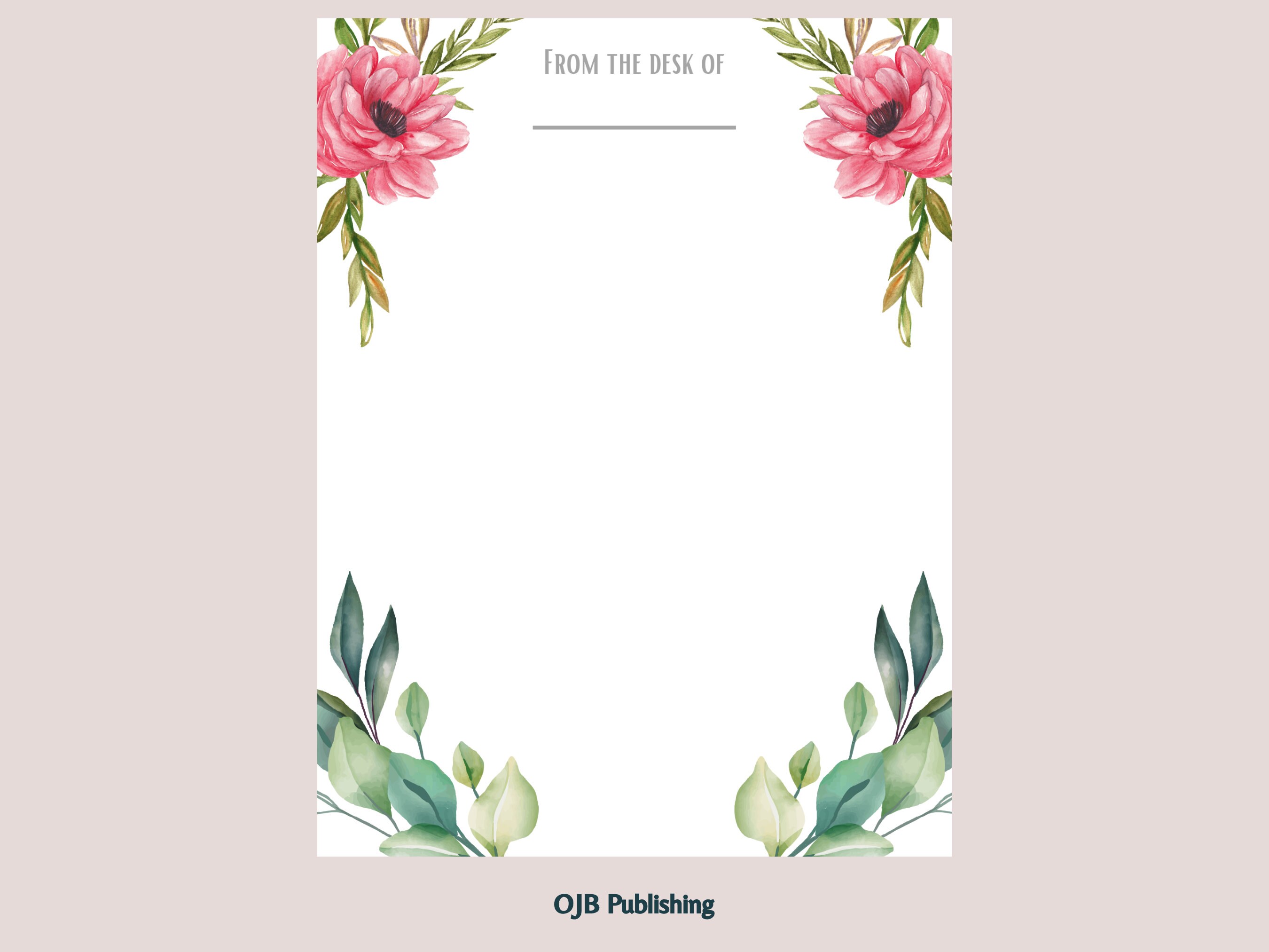 Floral Design Letter Writing Template Perfect for Work and - Etsy