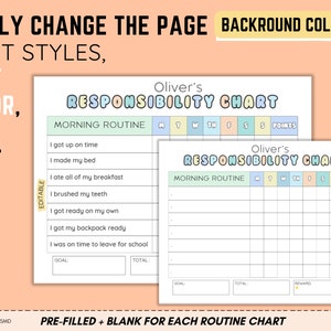 Editable Kids Responsibility Chart | Colorful Behavior Chart | Helpful ...