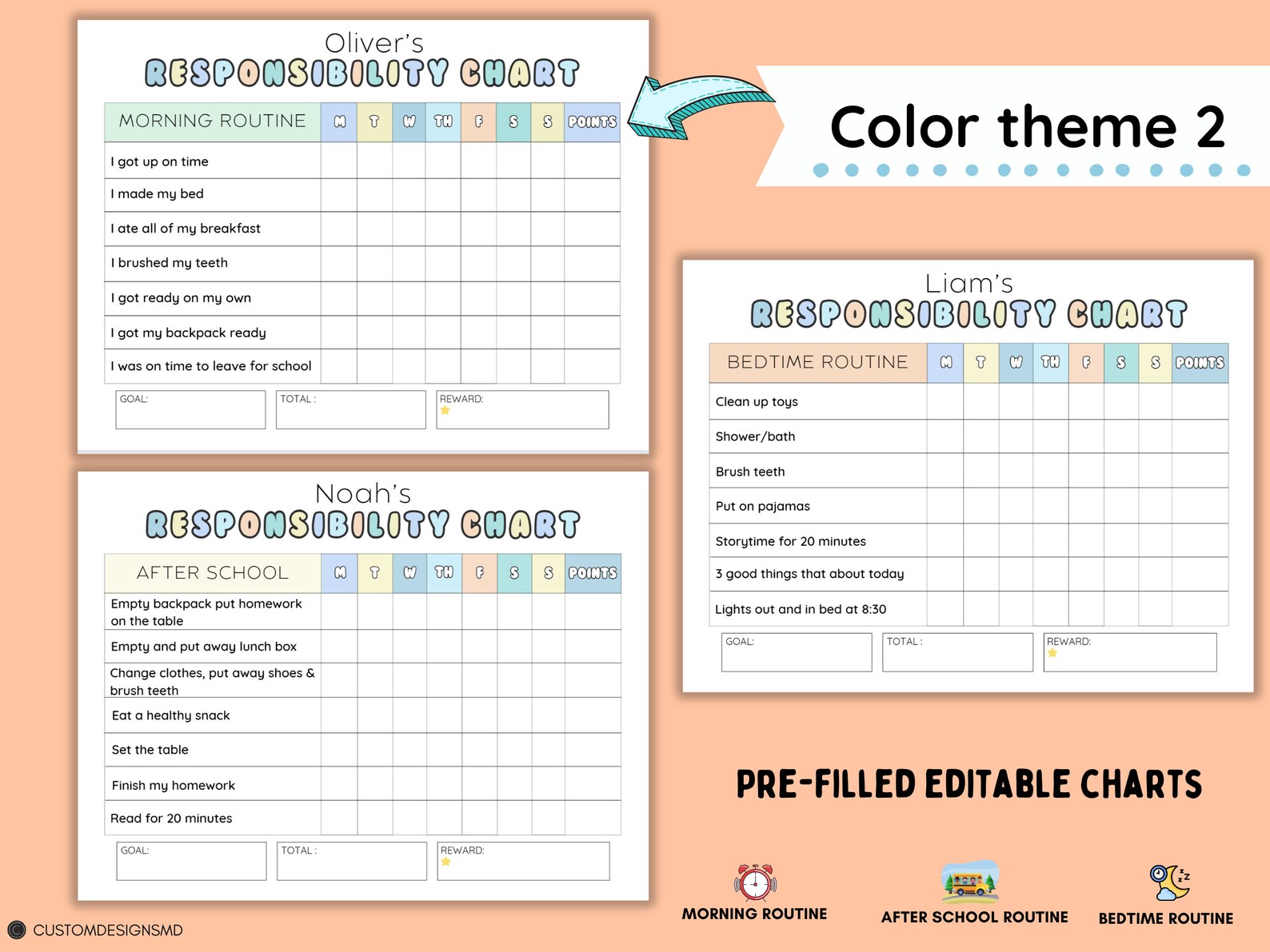 Editable Kids Responsibility Chart | Colorful Behavior Chart | Helpful ...