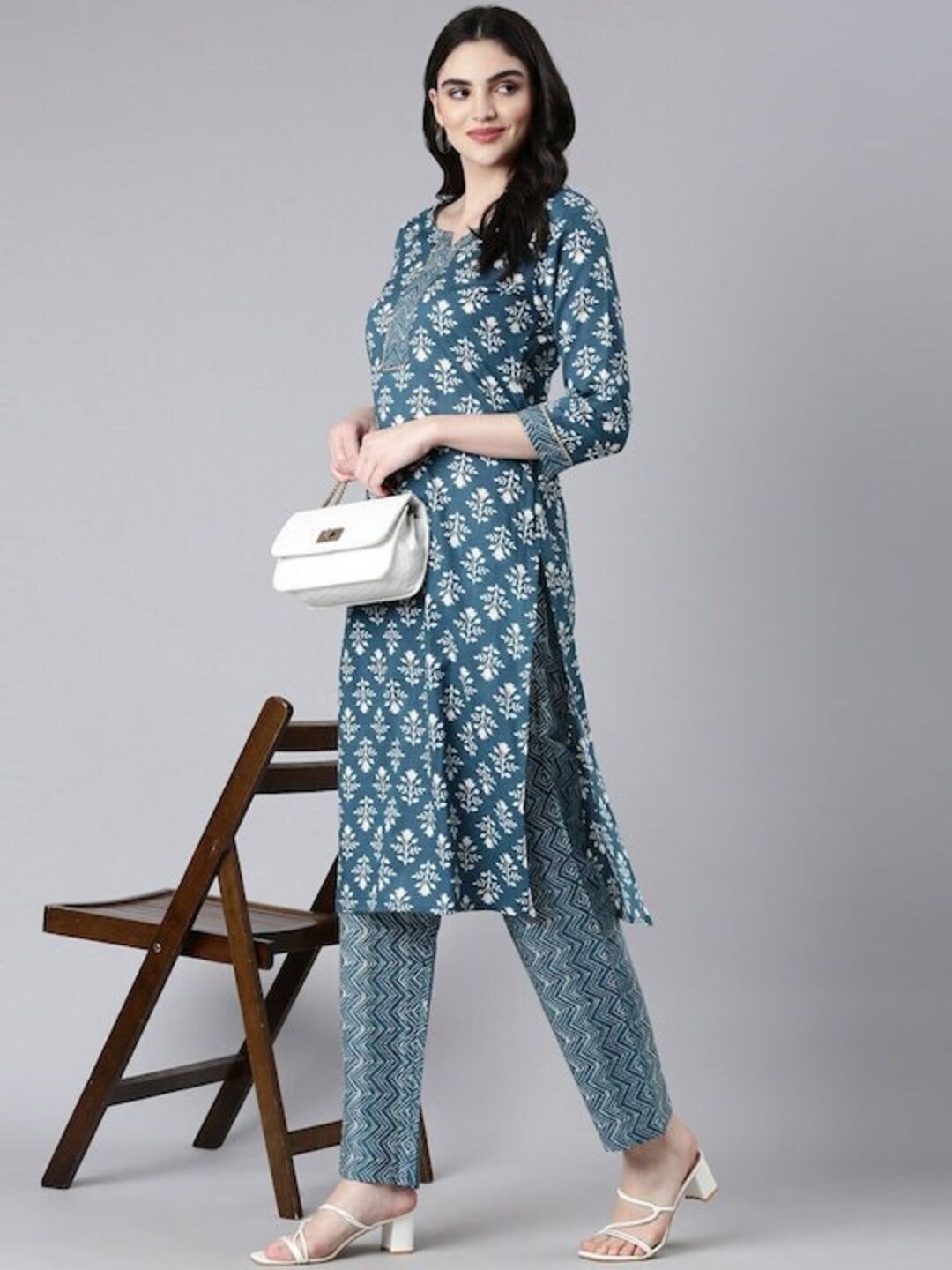 Pakistani Blue Motifs Suit Motifs Pure Cotton Design Kurta - Etsy