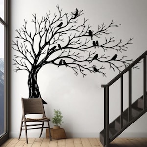 Love Birds Tree Metal Wall Art, Rustic Large Tree Decor for Living Room ...