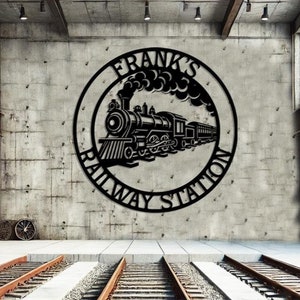 Custom Railroad Metal Wall Sign, Personalized Train Metal Wall Decor ...