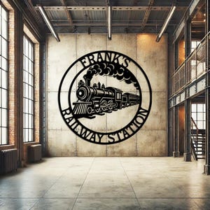 Custom Railroad Metal Wall Sign, Personalized Train Metal Wall Decor ...