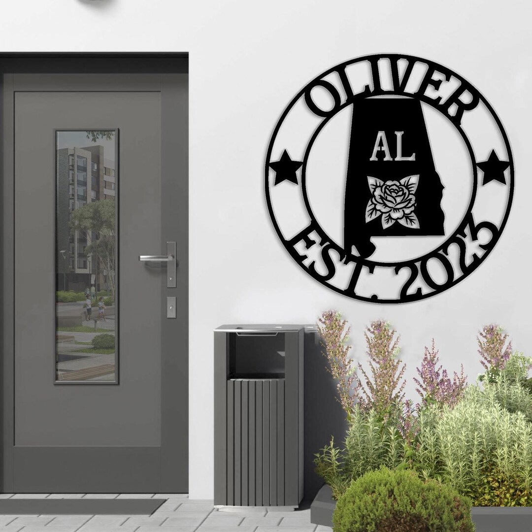 Alabama Custom Metal Sign, Camellia Metal Wall Decor, Al State Sign ...