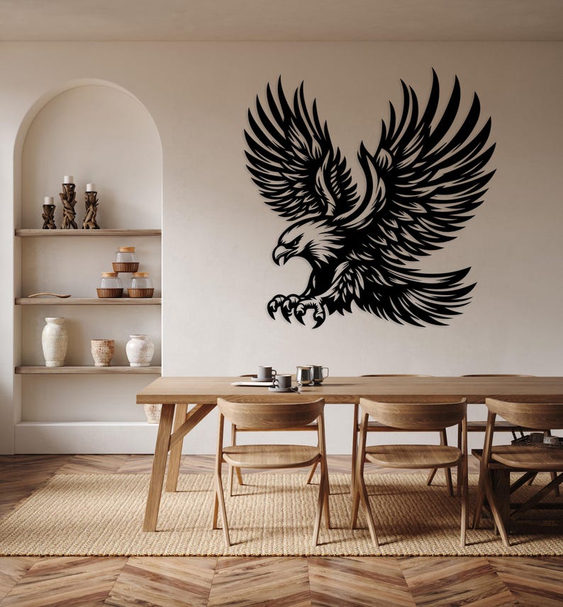 Majestic Eagle Metal Wall Art, American Eagle Wall Decor, Fireplace Wall Decor, Man Cave Wall ...