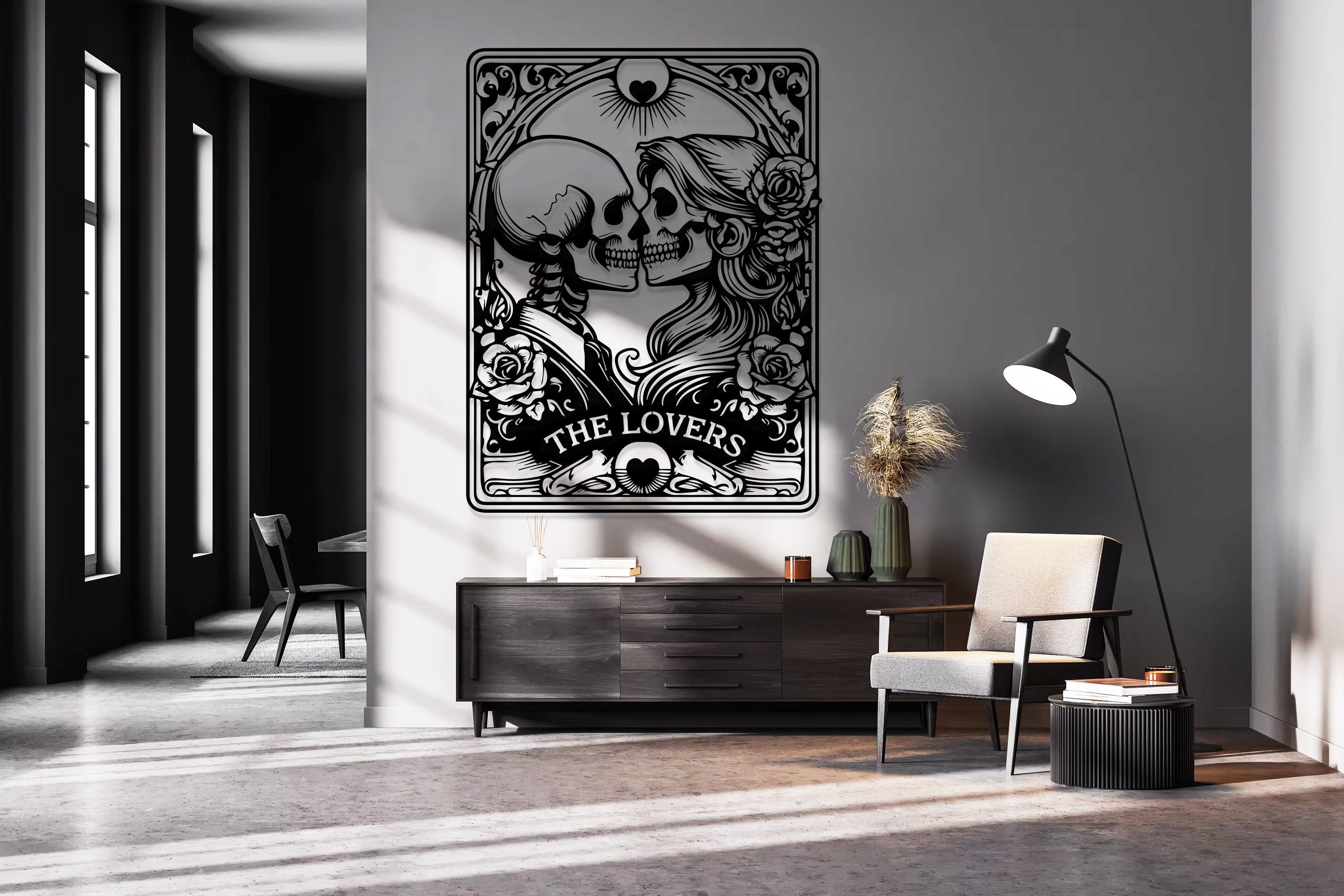 Gothic Couple Skeleton Metal Wall Decor, Elegant Gothic Wedding Decor ...