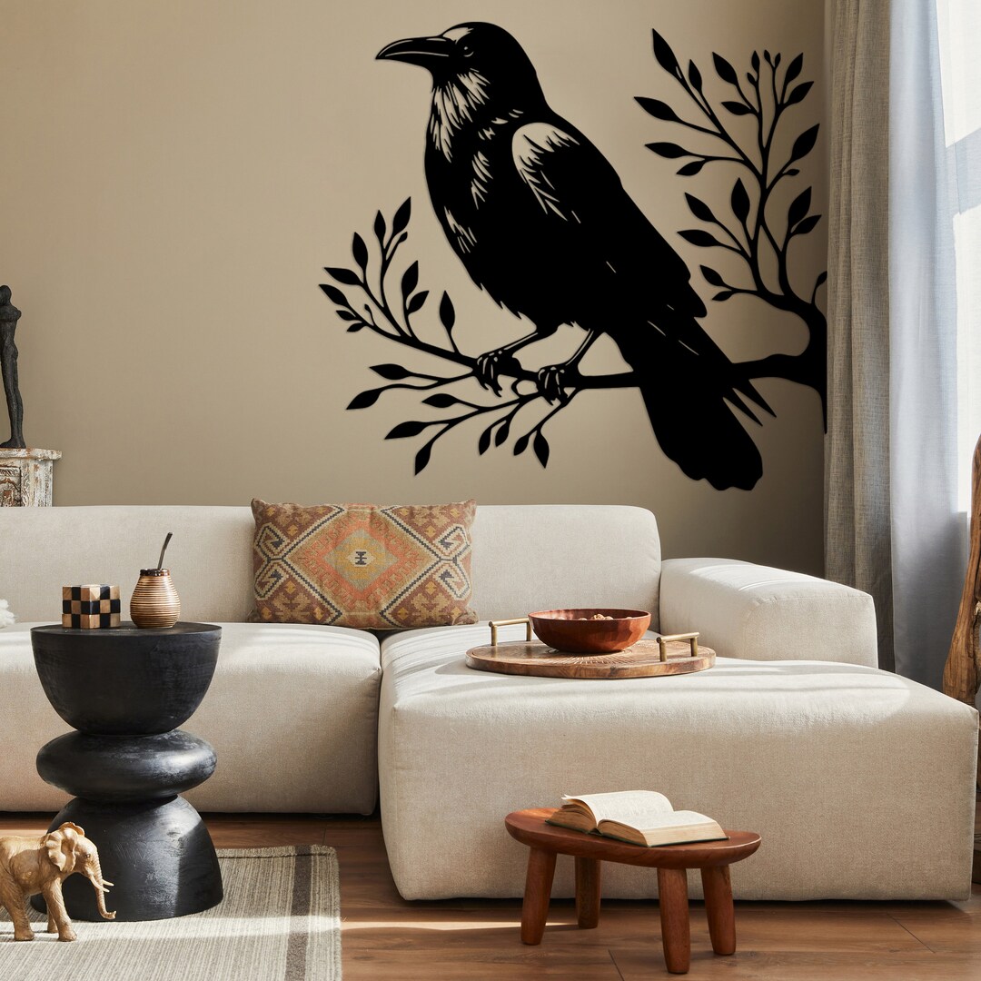 Rustic Raven Metal Wall Decor, Modern Rustic Wall Decor for Living Room ...