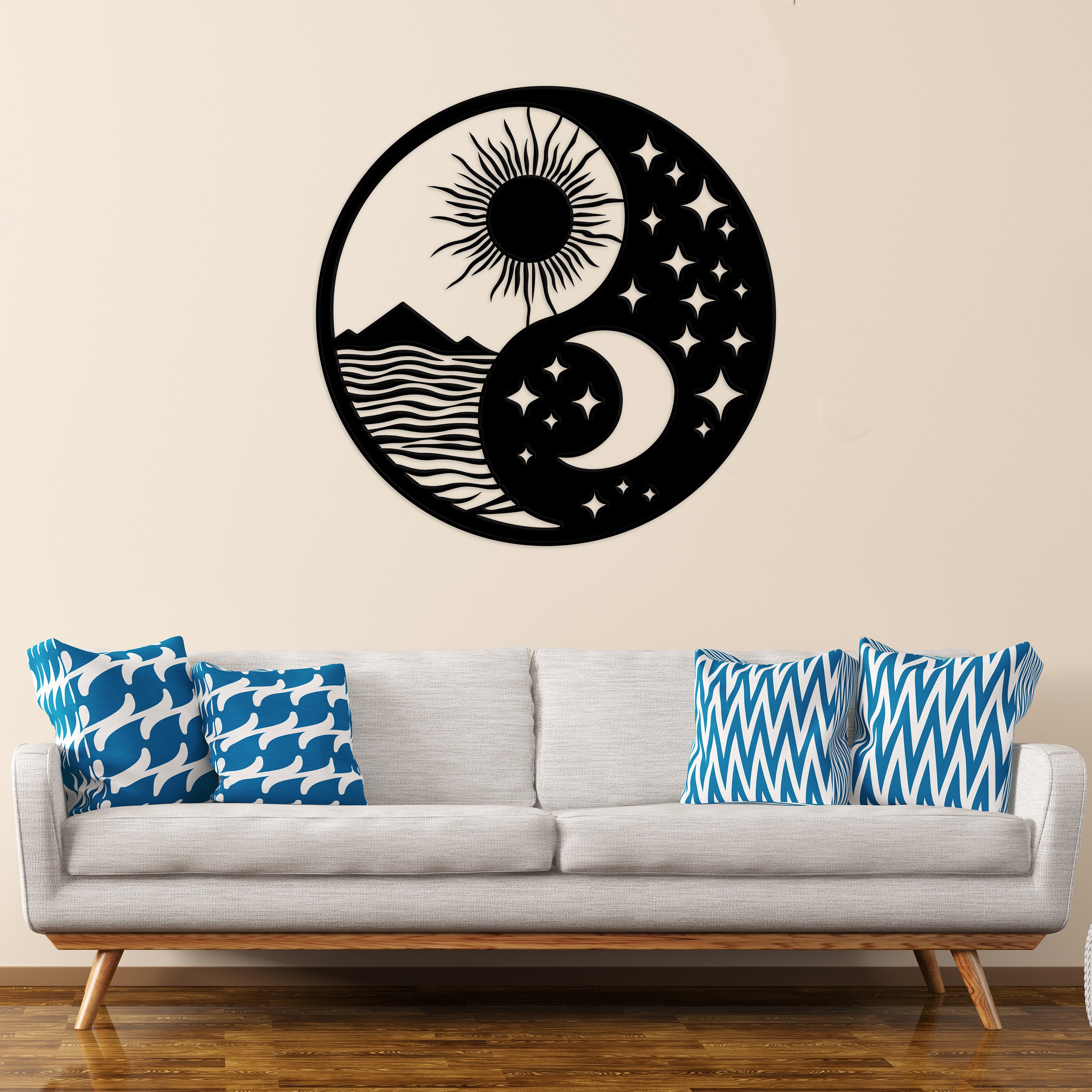 Modern Yin Yang Metal Wall Art, Sun and Moon Metal Wall Decor ...