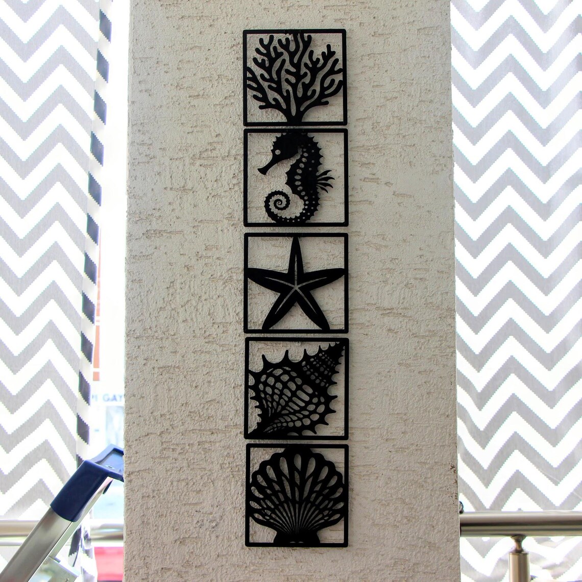 Coastal Metal Wall Art, Tropical Wall Art Sets, Beach House Wall Decor ...