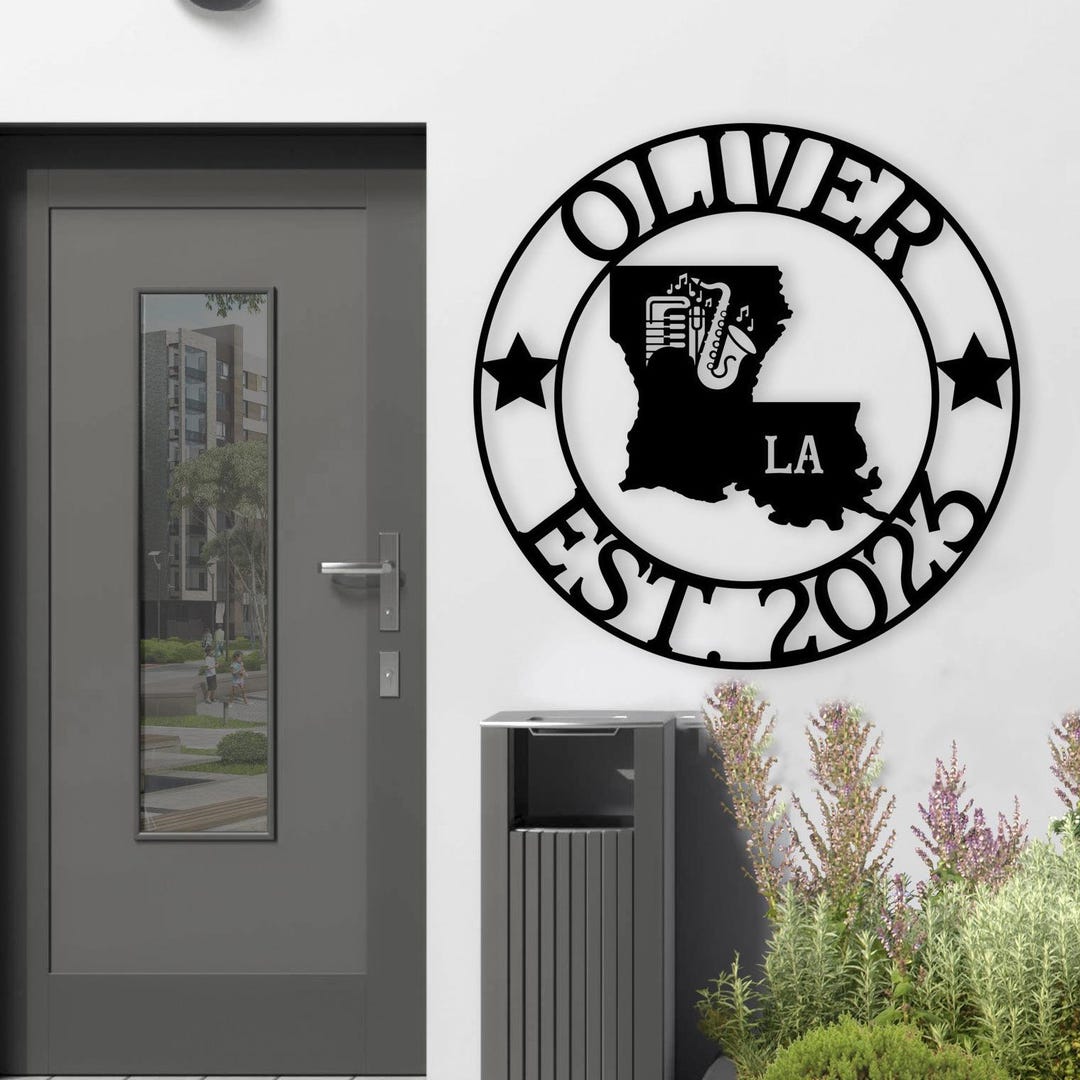 Louisiana Custom Metal Sign, Jazz Metal Wall Decor, LA State Sign ...