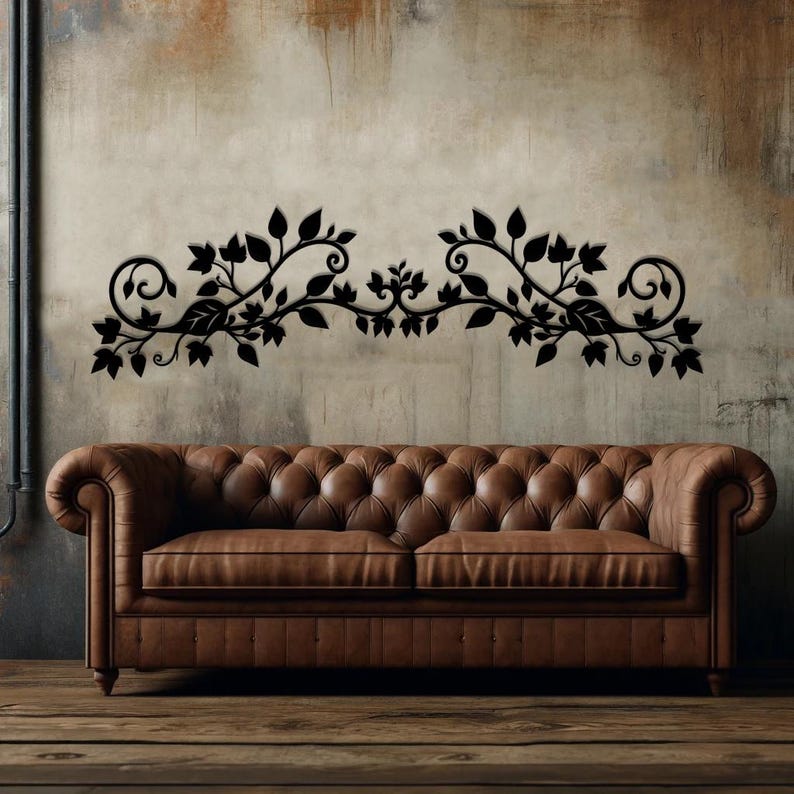 Modern Rustic Metal Scroll Wall Art, Metal Ivy Tree Branch Wall Decor ...