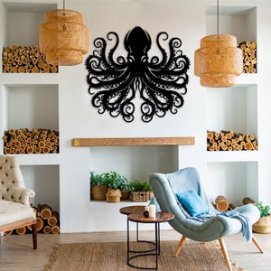 Ocean Monster Metal Wall Art, Kraken Metal Wall Decor, Beach House ...