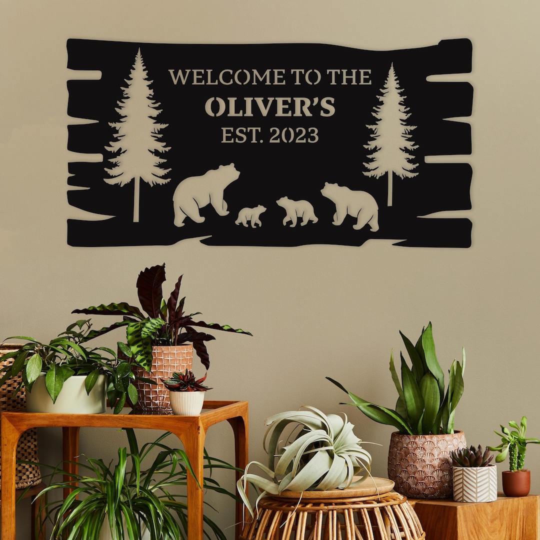 Custom Metal Bear Wall Sign, Custom Mama Bear Sign, Personalized Cabin ...