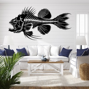 Giant Fishbones Metal Wall Art, Nautical Bathroom Decor, Beach House ...