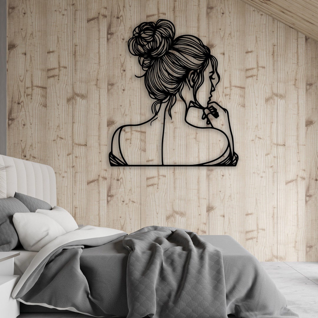 Elegant Woman Metal Wall Decor, Bedroom Decor for Women, Woman Line Art ...