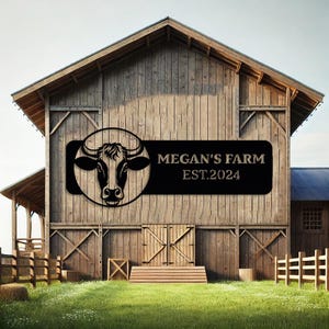 Custom Cow Metal Sign, Personalized Farmhouse Sign, Cow Kitchen Decor ...