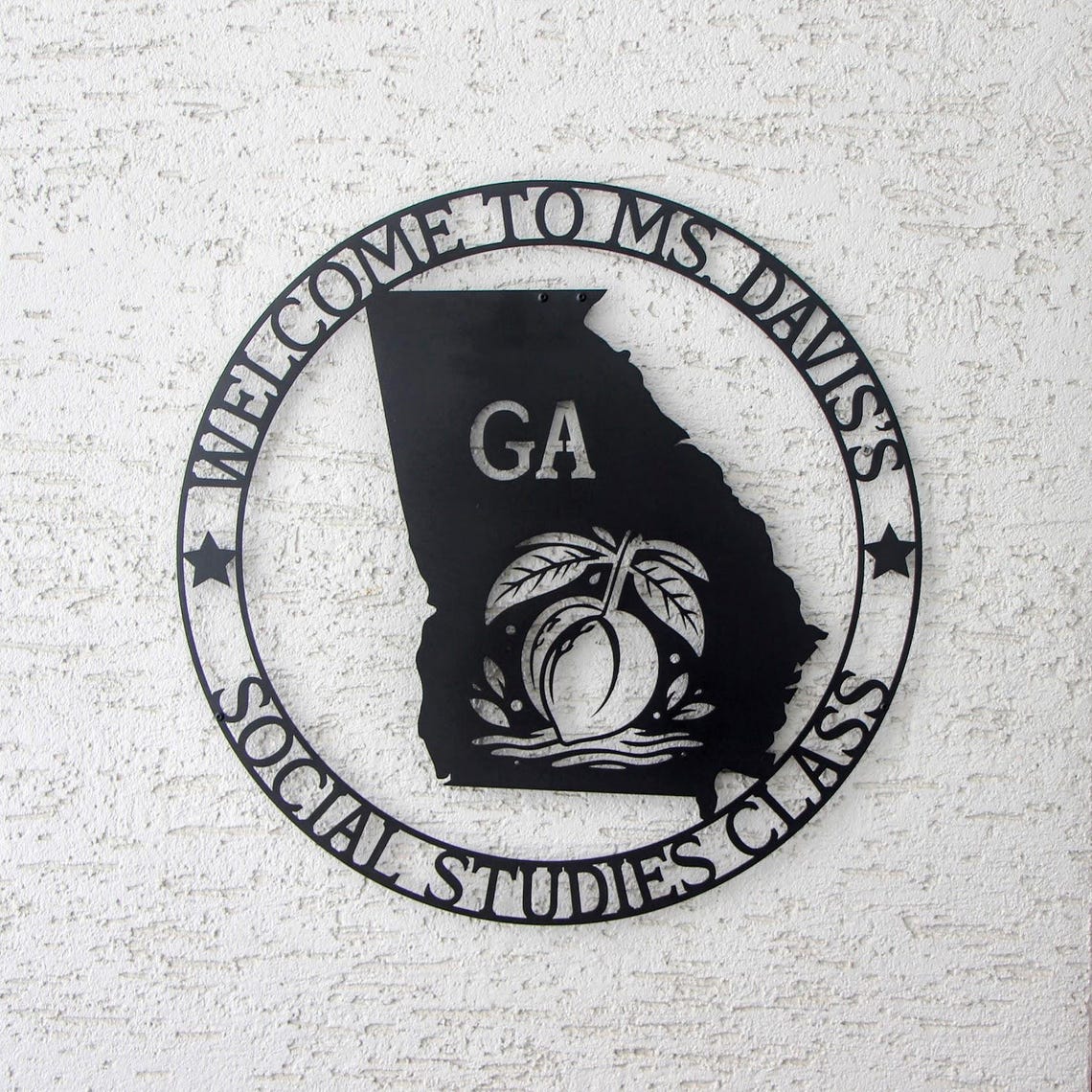Georgia Custom Metal Sign, Peach Metal Wall Decor, Ga State Sign ...