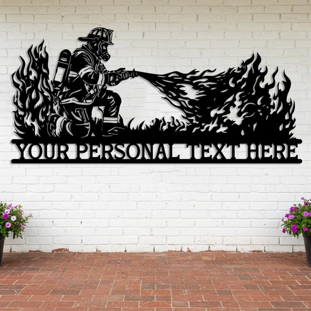 Custom Firefighter Metal Sign, Personalized Fireman Wall Art, Outdoor ...