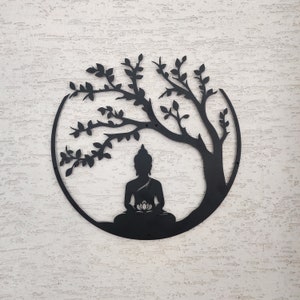 Tree of Life and Buddha Metal Wall Decor, Large Buddha Wall Art for ...