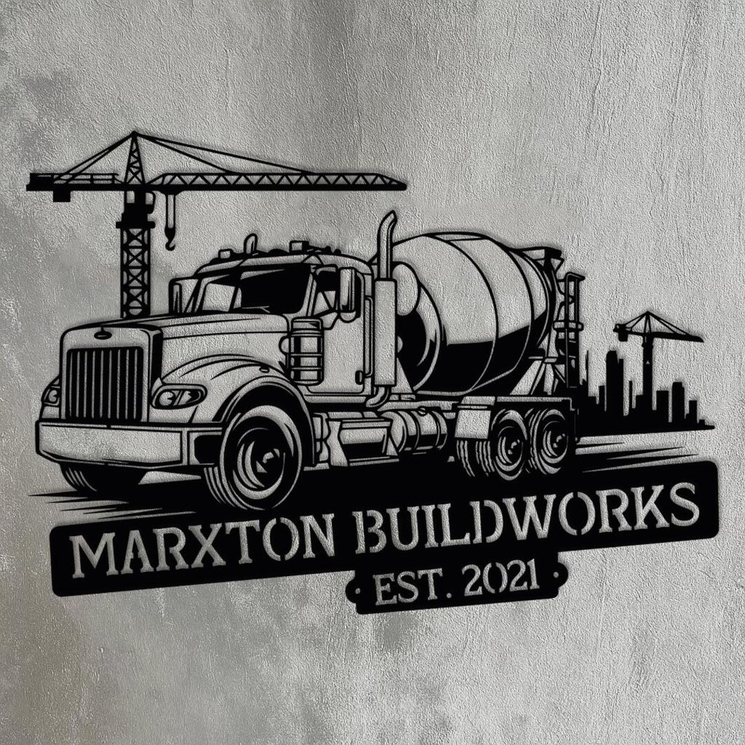Custom Concrete Truck Sign, Personalized Builder Wall Decor, Outdoor ...