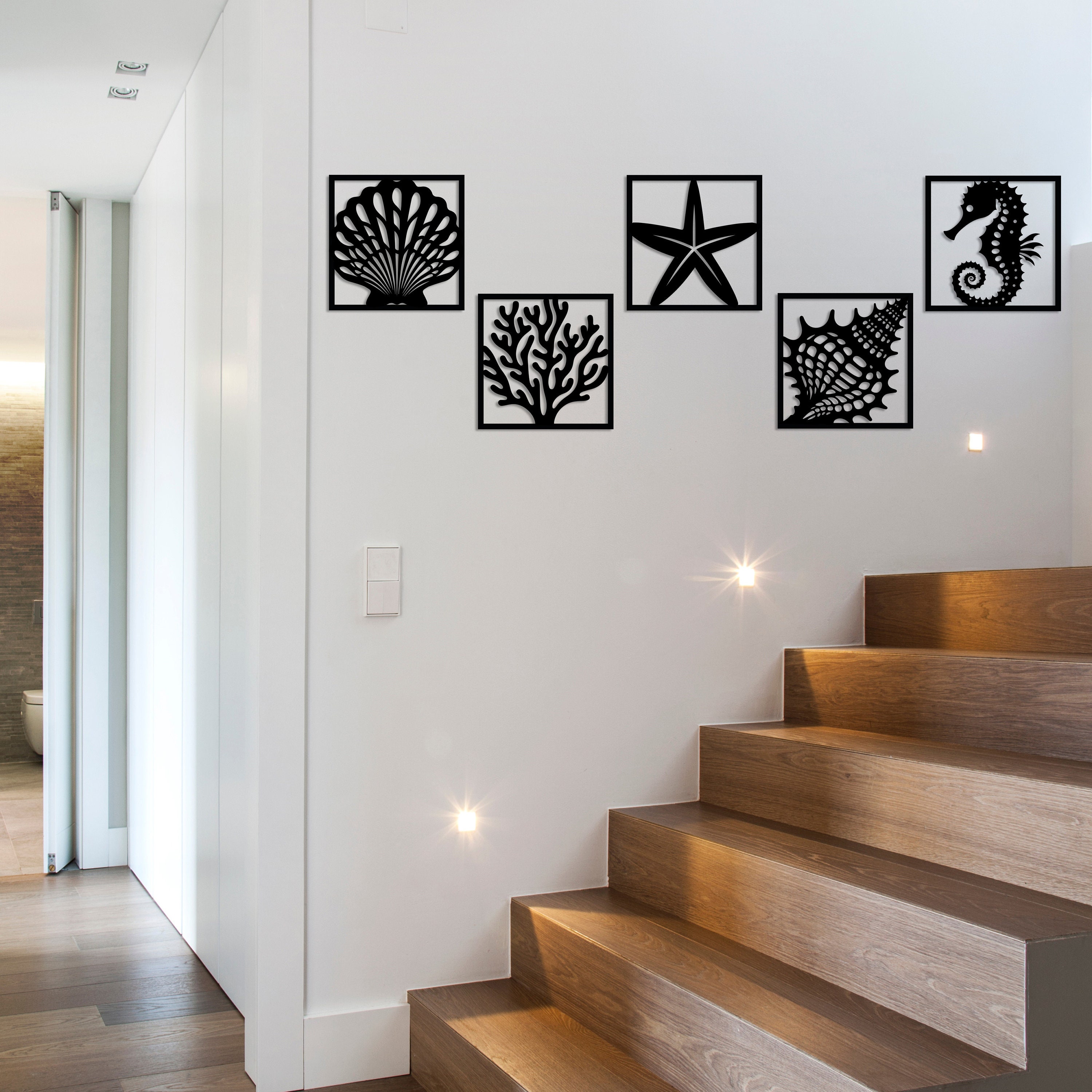 Coastal Metal Wall Art, Tropical Wall Art Sets, Beach House Wall Decor ...