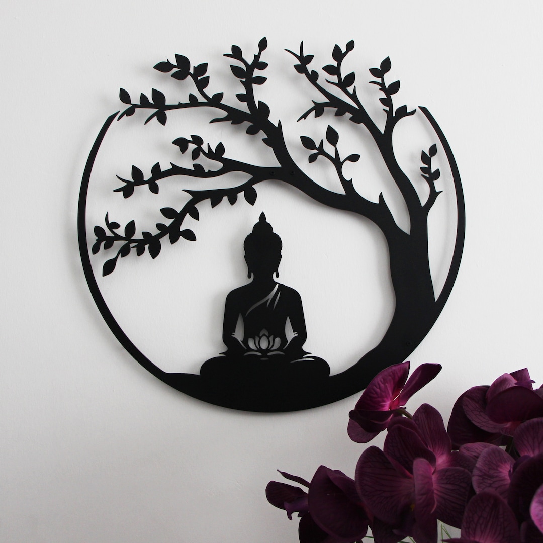 Tree of Life and Buddha Metal Wall Decor, Large Buddha Wall Art for ...