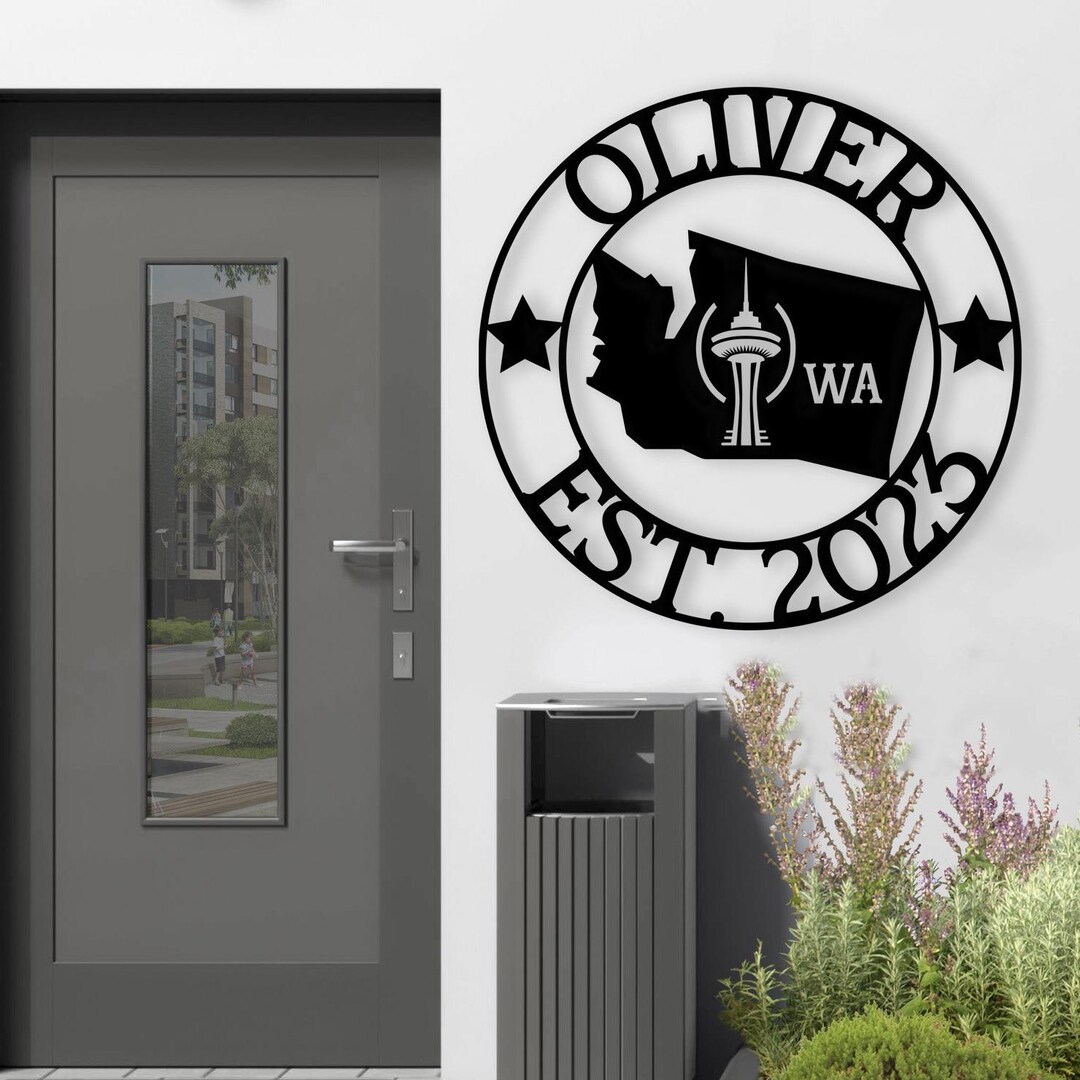 Washington Custom Metal Sign, Space Needle Metal Wall Decor, WA State ...