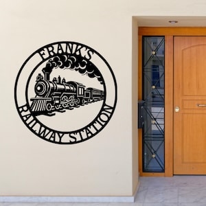 Custom Railroad Metal Wall Sign, Personalized Train Metal Wall Decor ...