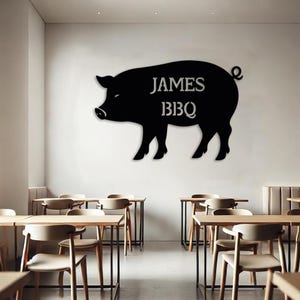 Custom Bbq Pig Metal Sign, Pig Farmhouse Sign, Metal Smoker Decor ...