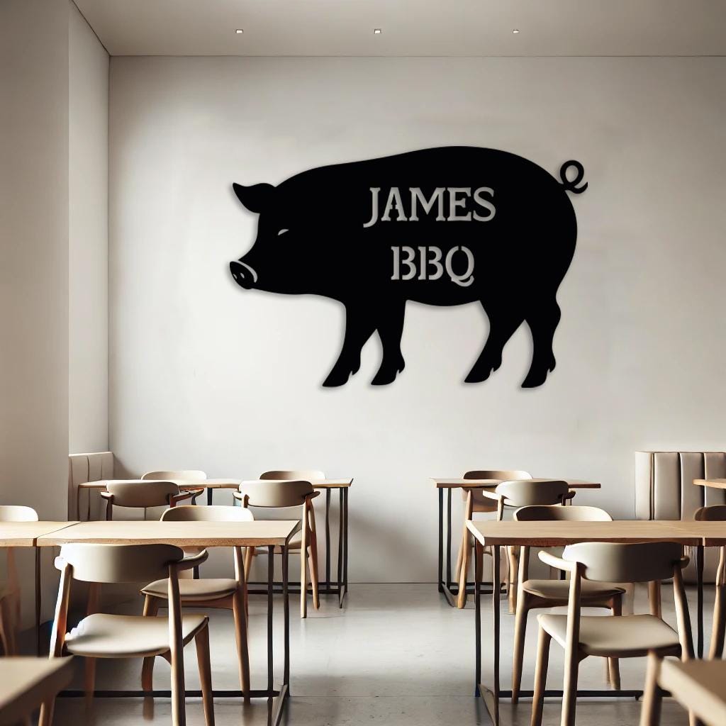 Custom Bbq Pig Metal Sign, Pig Farmhouse Sign, Metal Smoker Decor ...