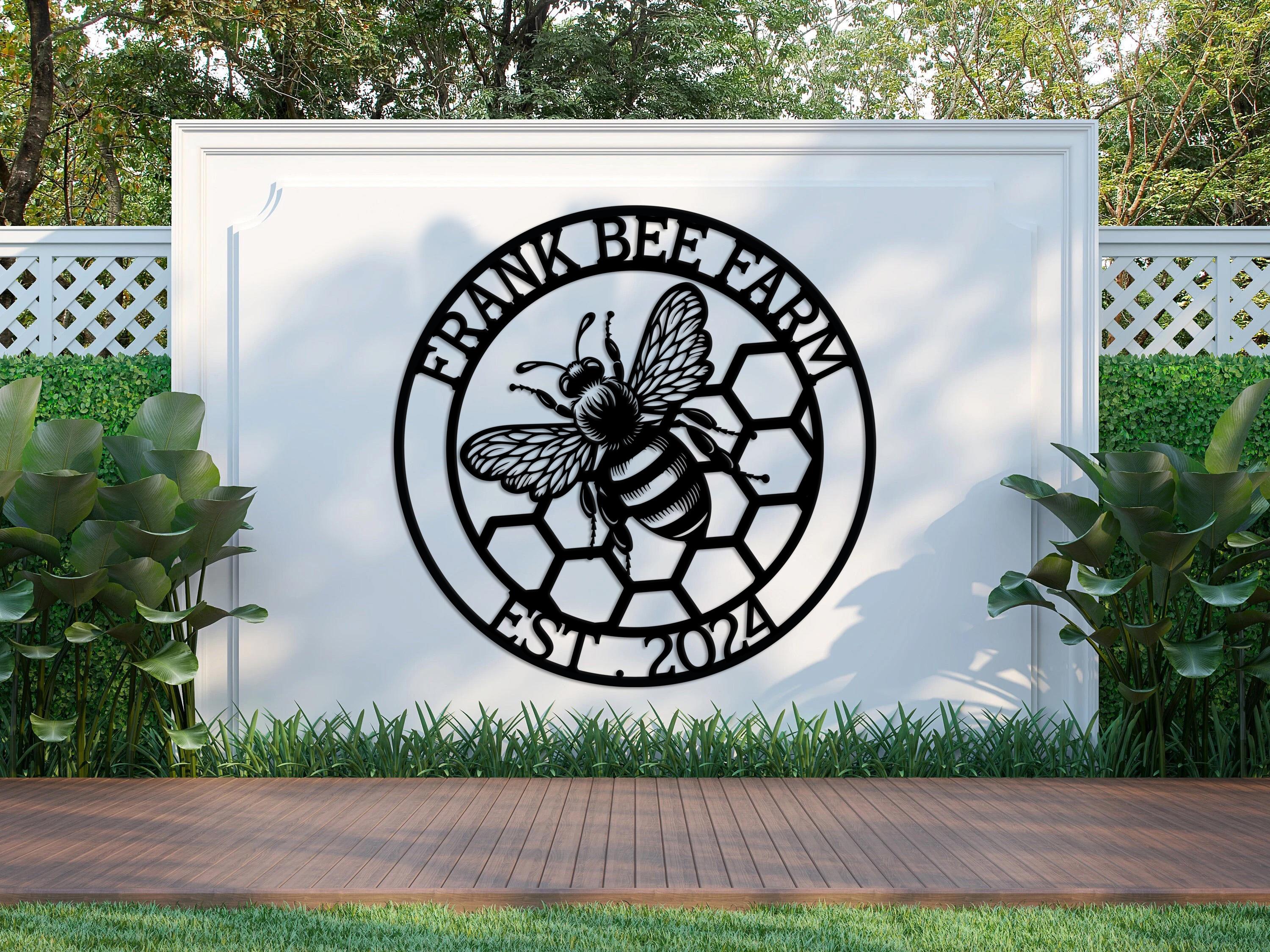 Custom Honey Bee Metal Wall Decor, Personalized Bee Farm Sign, Custom ...