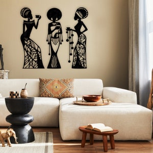 African American Metal Wall Art, Cozy African Traditional Living Room ...