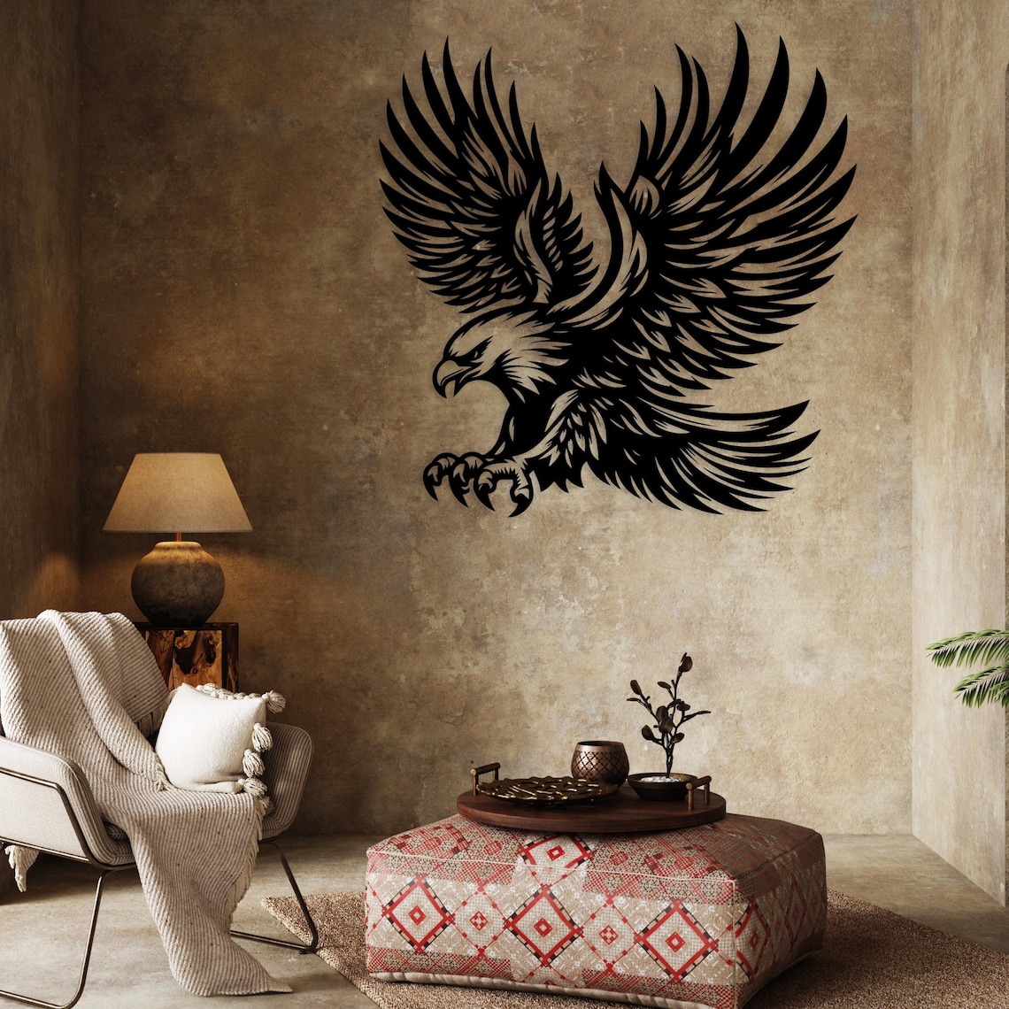 Majestic Eagle Metal Wall Art, American Eagle Wall Decor, Fireplace ...