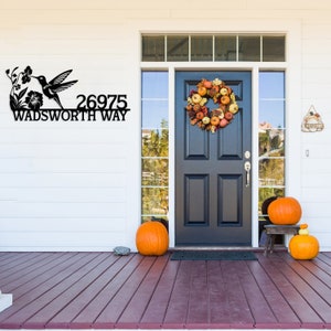 Hummingbird Custom House Number Sign, Cute Custom Metal Sign ...