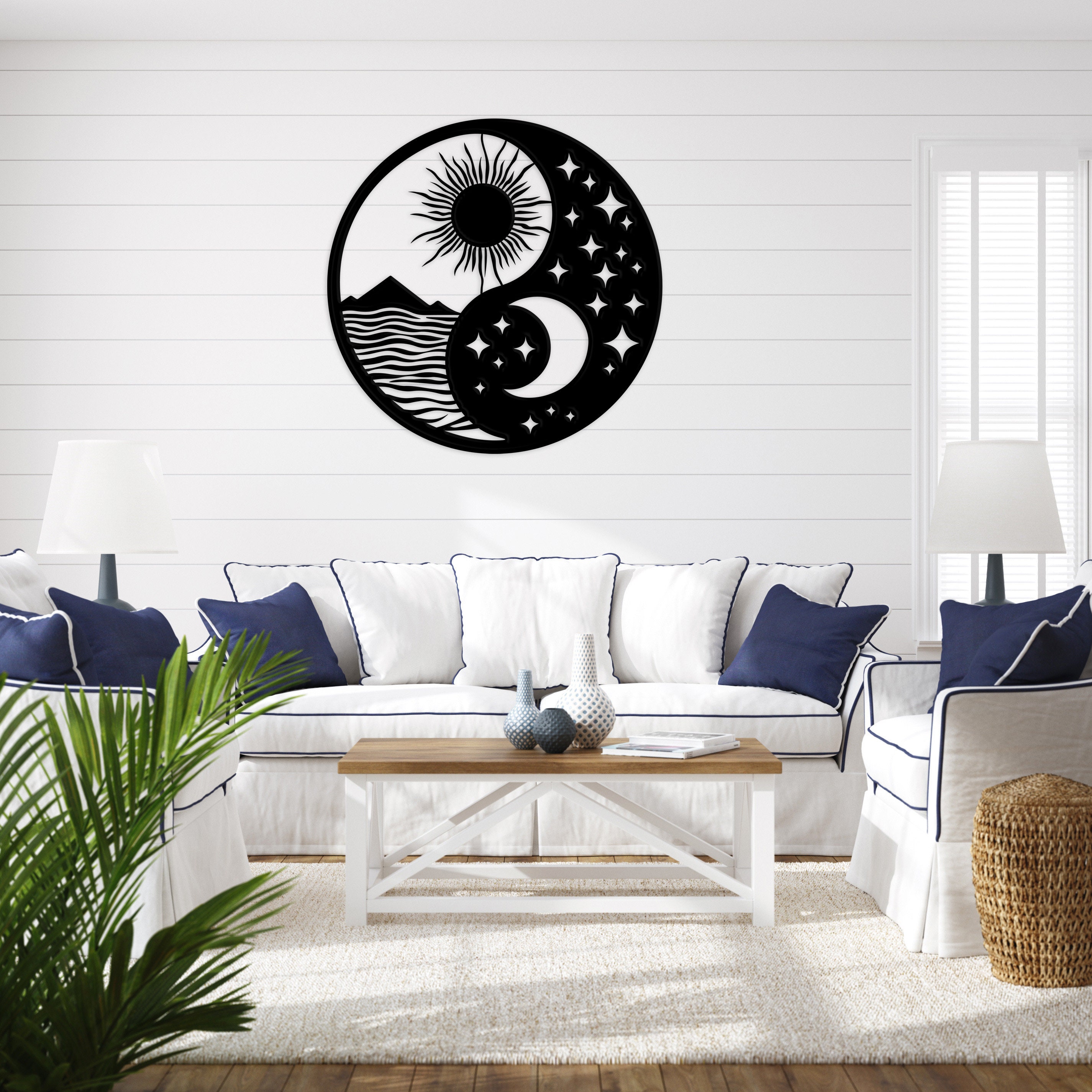 Modern Yin Yang Metal Wall Art, Sun and Moon Metal Wall Decor ...
