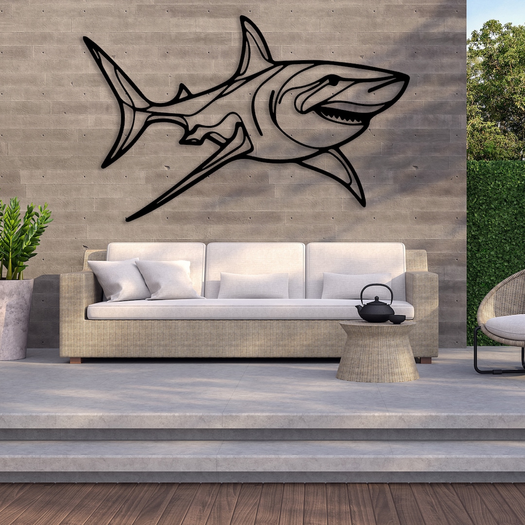 Metal Shark Room Decor, Shark Nautical Wall Decor, Outdoor Large Metal ...