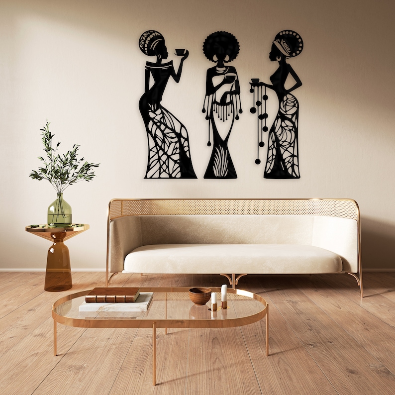 African American Metal Wall Art, Cozy African Traditional Living Room ...