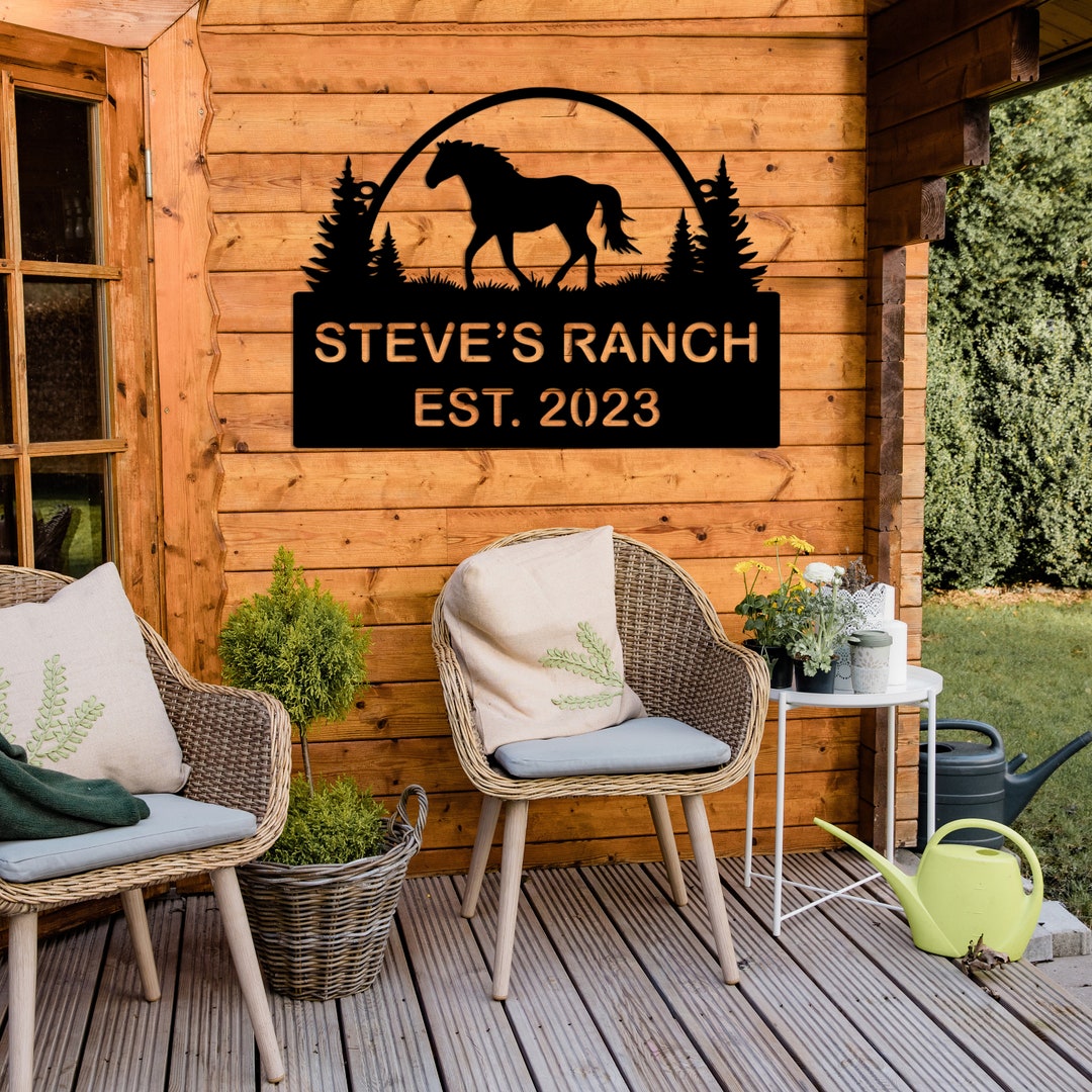Custom Horse Ranch Sign, Metal Horse Wall Art, Personalized Horse ...
