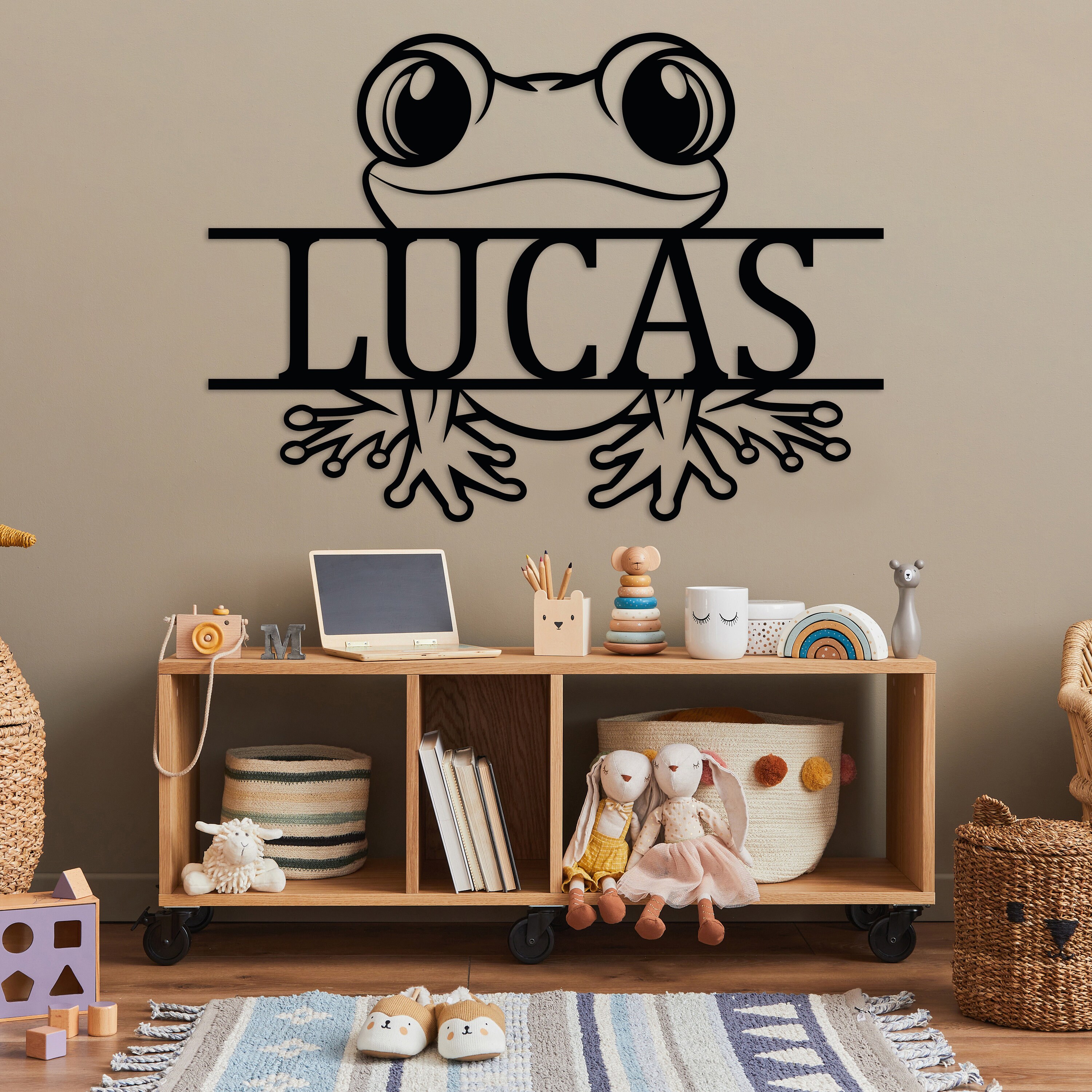 Cute Frog House Number Sign, Silly Frog Metal Name Signs, Custom Name ...