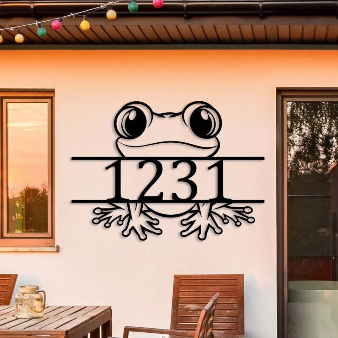 Cute Frog House Number Sign, Silly Frog Metal Name Signs, Custom Name ...