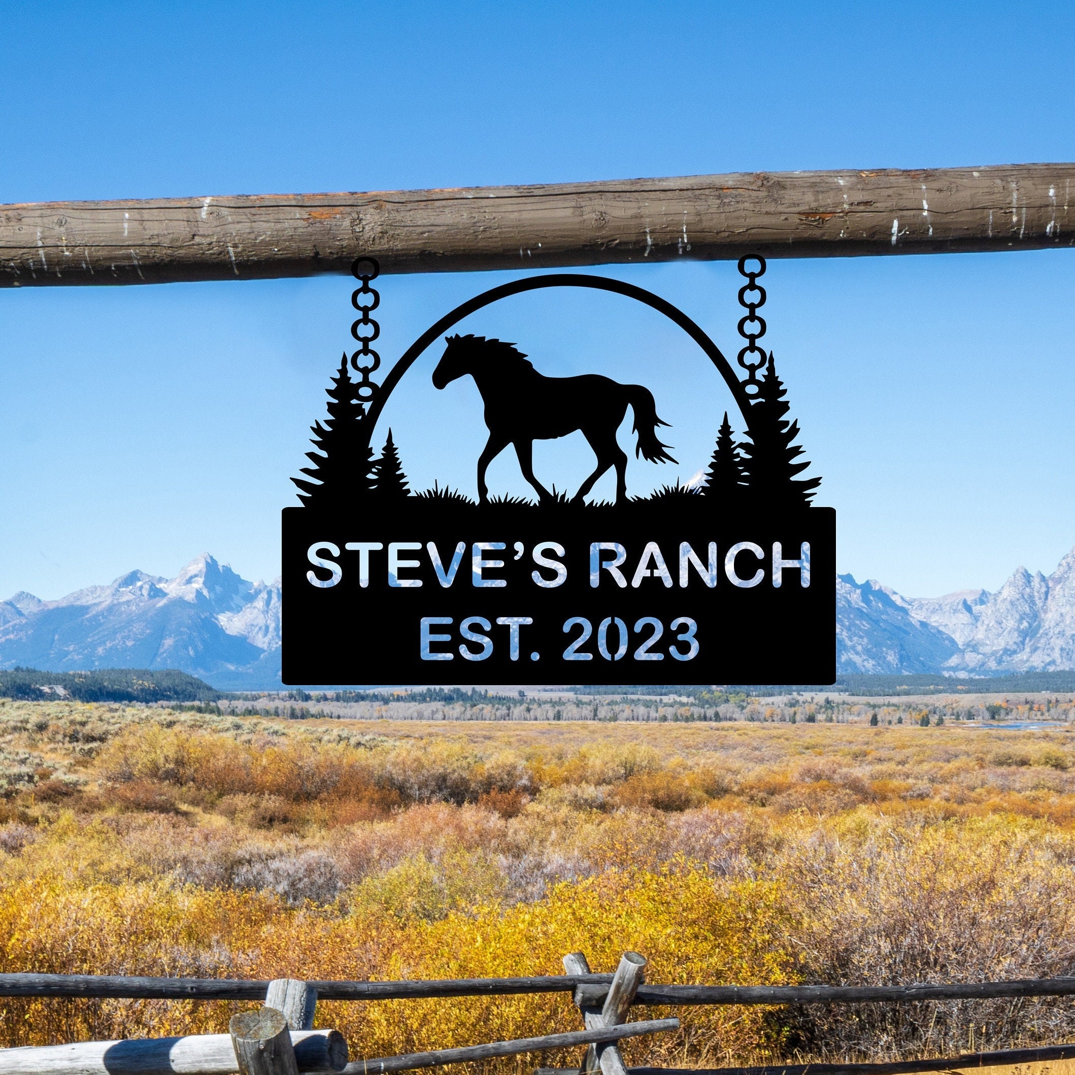 Custom Horse Ranch Sign, Metal Horse Wall Art, Personalized Horse ...