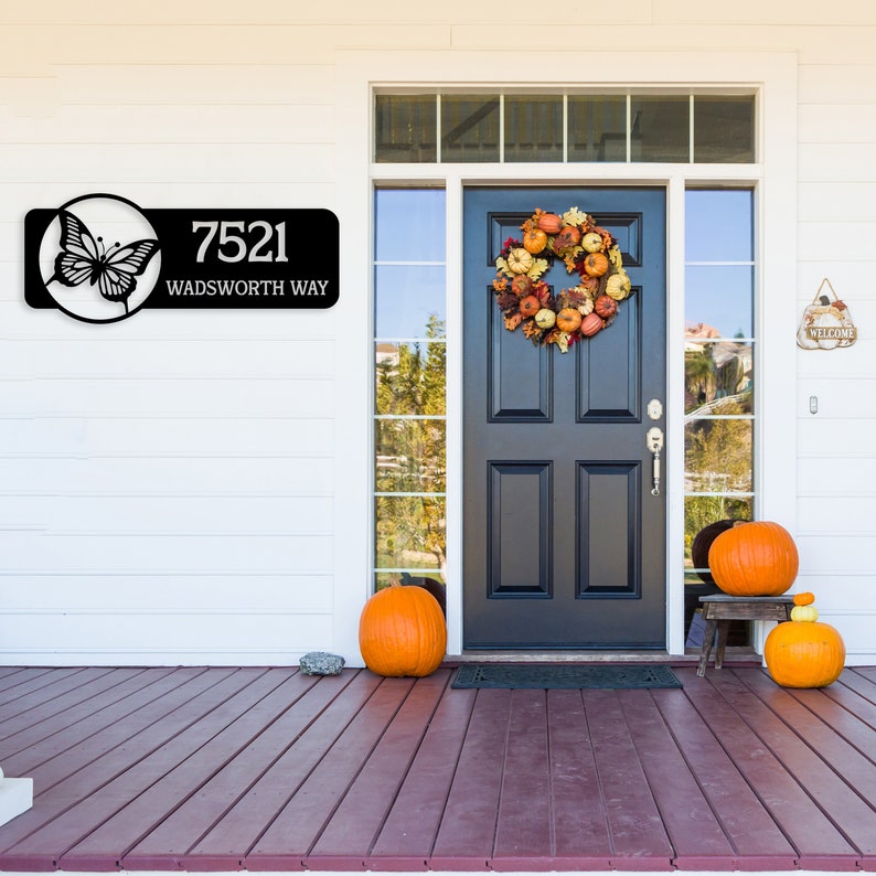 Butterfly Custom House Number Signs, Personalized House Address Sign ...